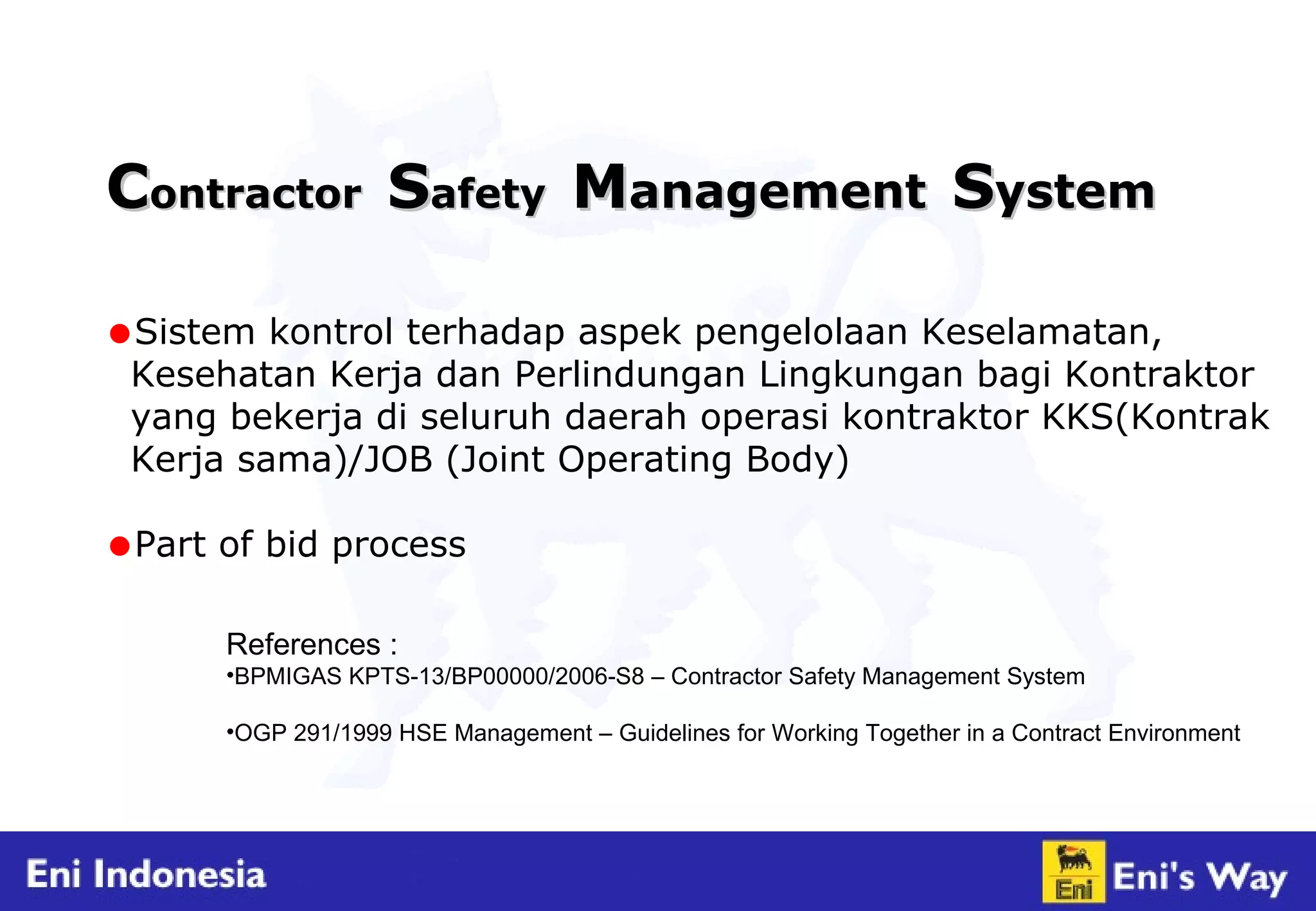 Contractor safety management system (csms) | PPT