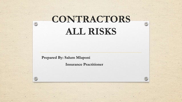 Contractors all risk insurance | PPTX