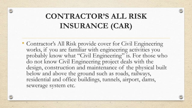 Contractors all risk insurance | PPTX