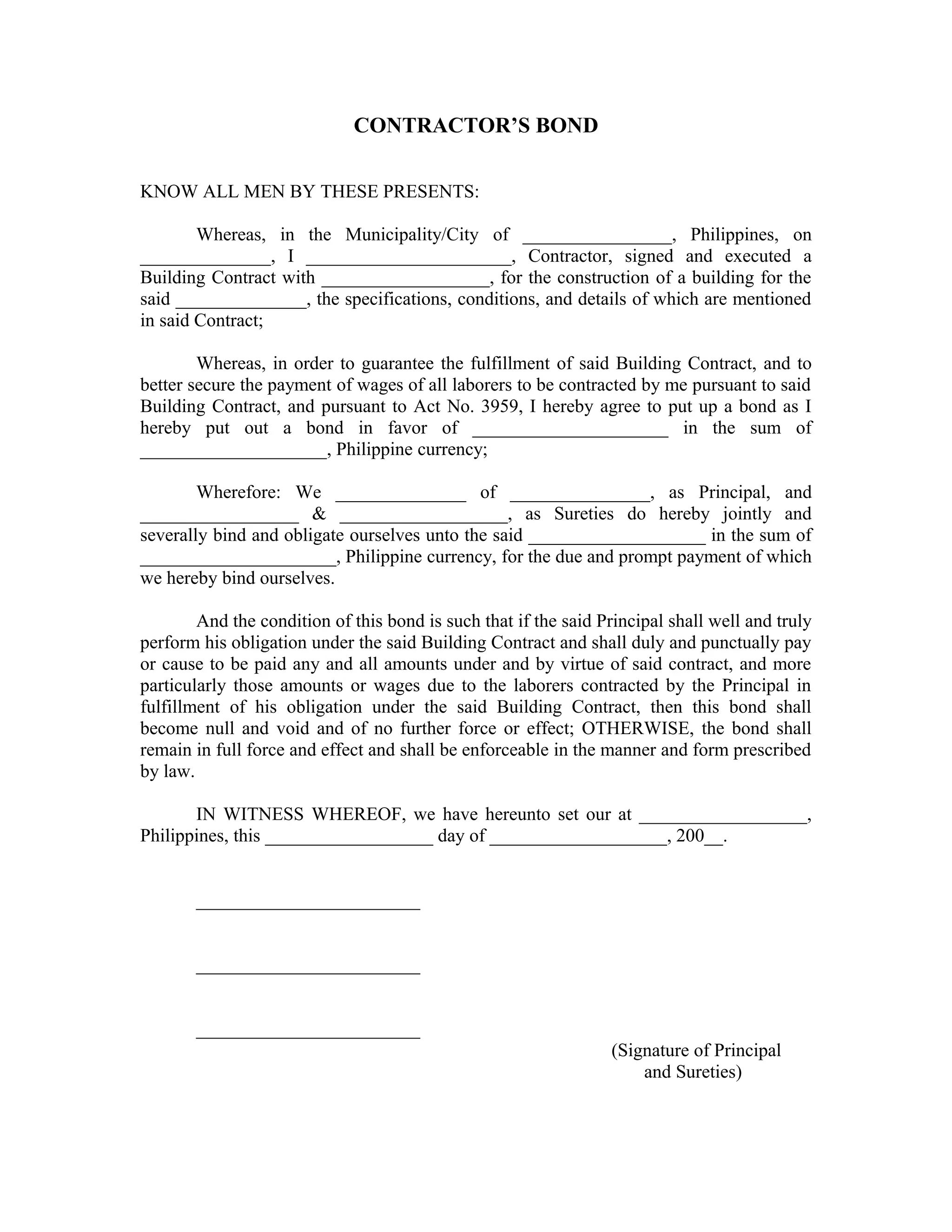 Contractor's bond | DOC