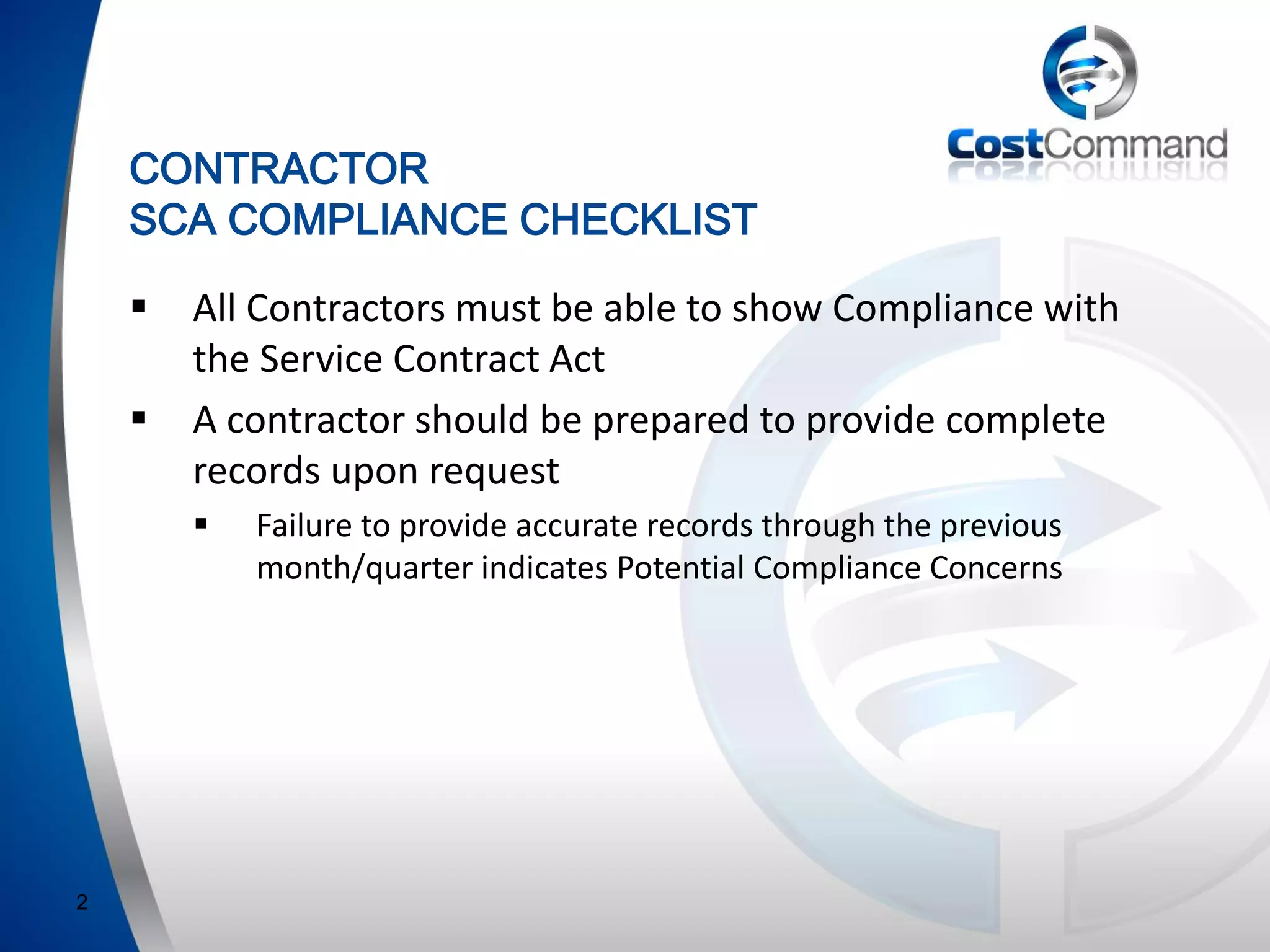 Contractor sca compliance checklist | PDF