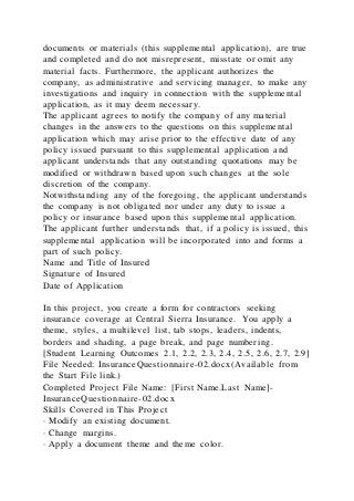 Contractor’s Insurance QuestionnairePlease carefully read and | PDF