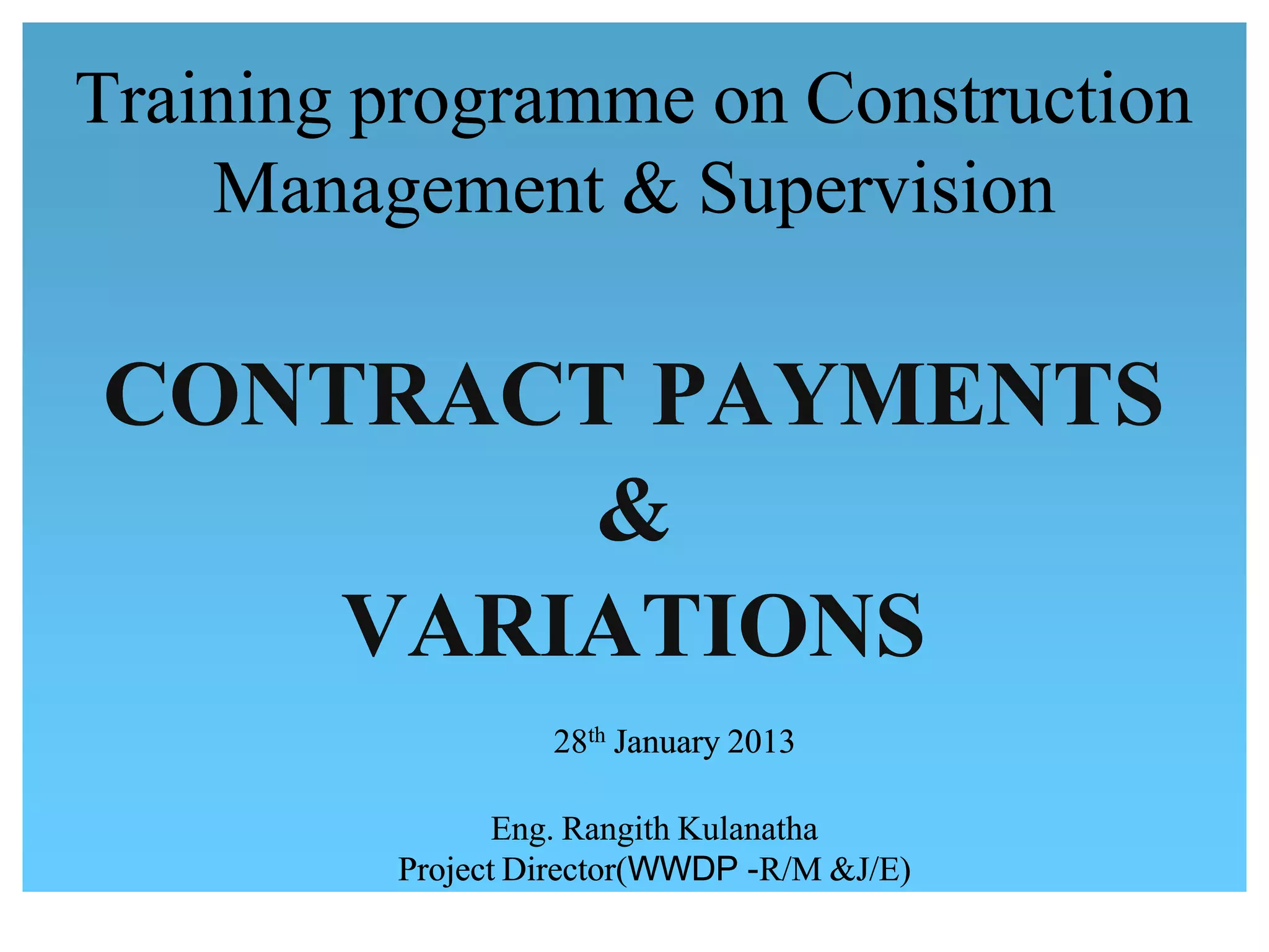 Contract payment and variation | PDF