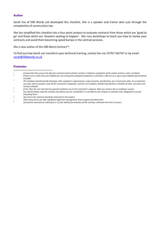 Construction Contract Review Checklist | PDF