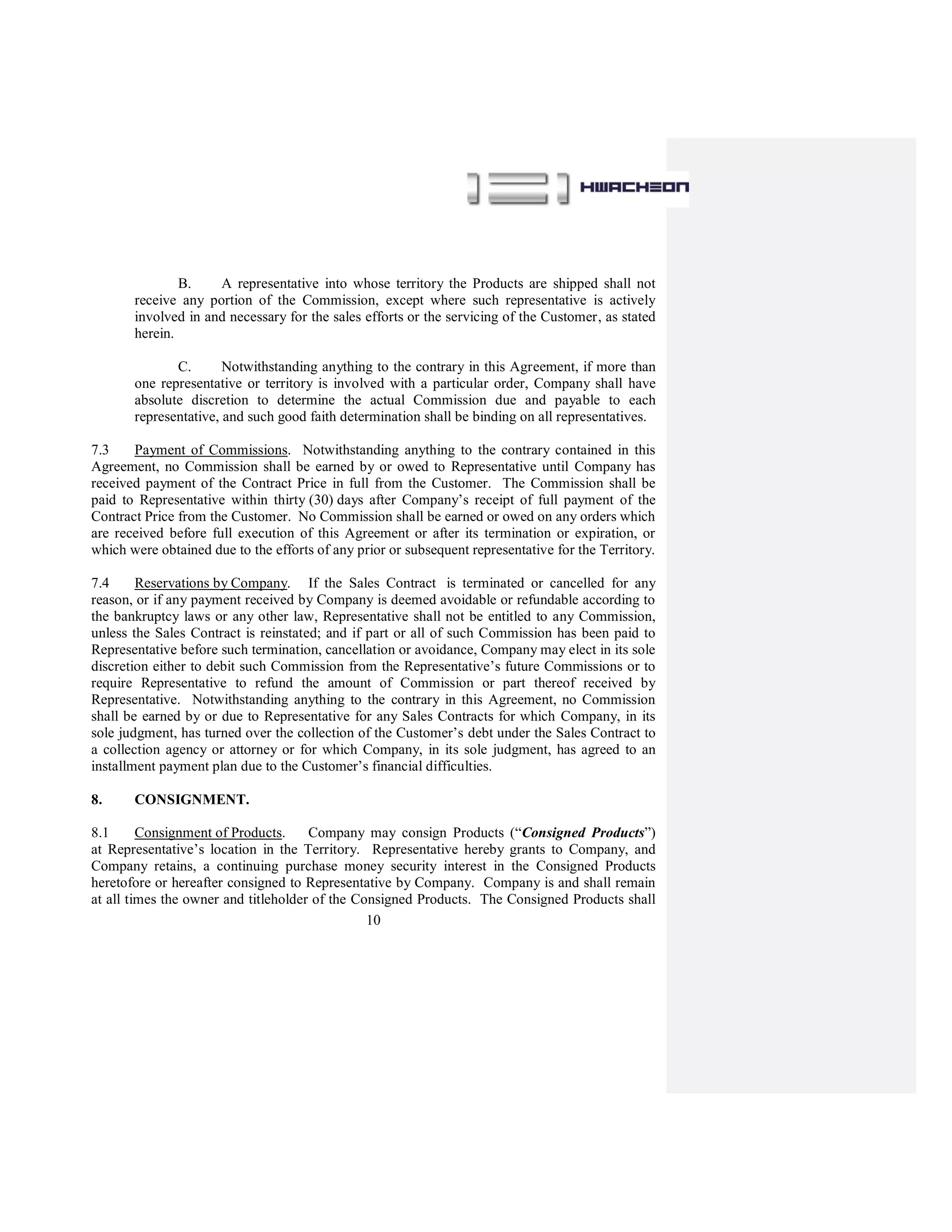 Contract sales representative agreement | PDF