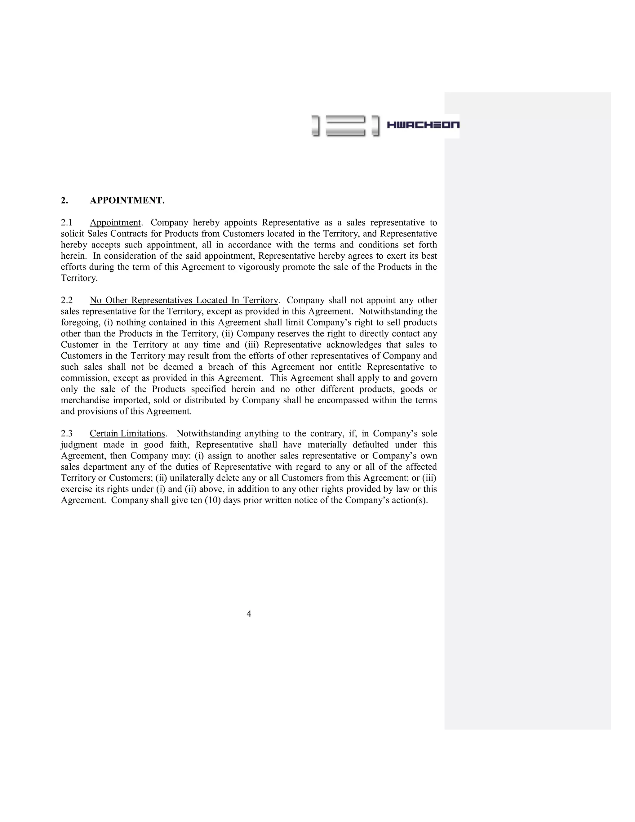 Contract sales representative agreement | PDF