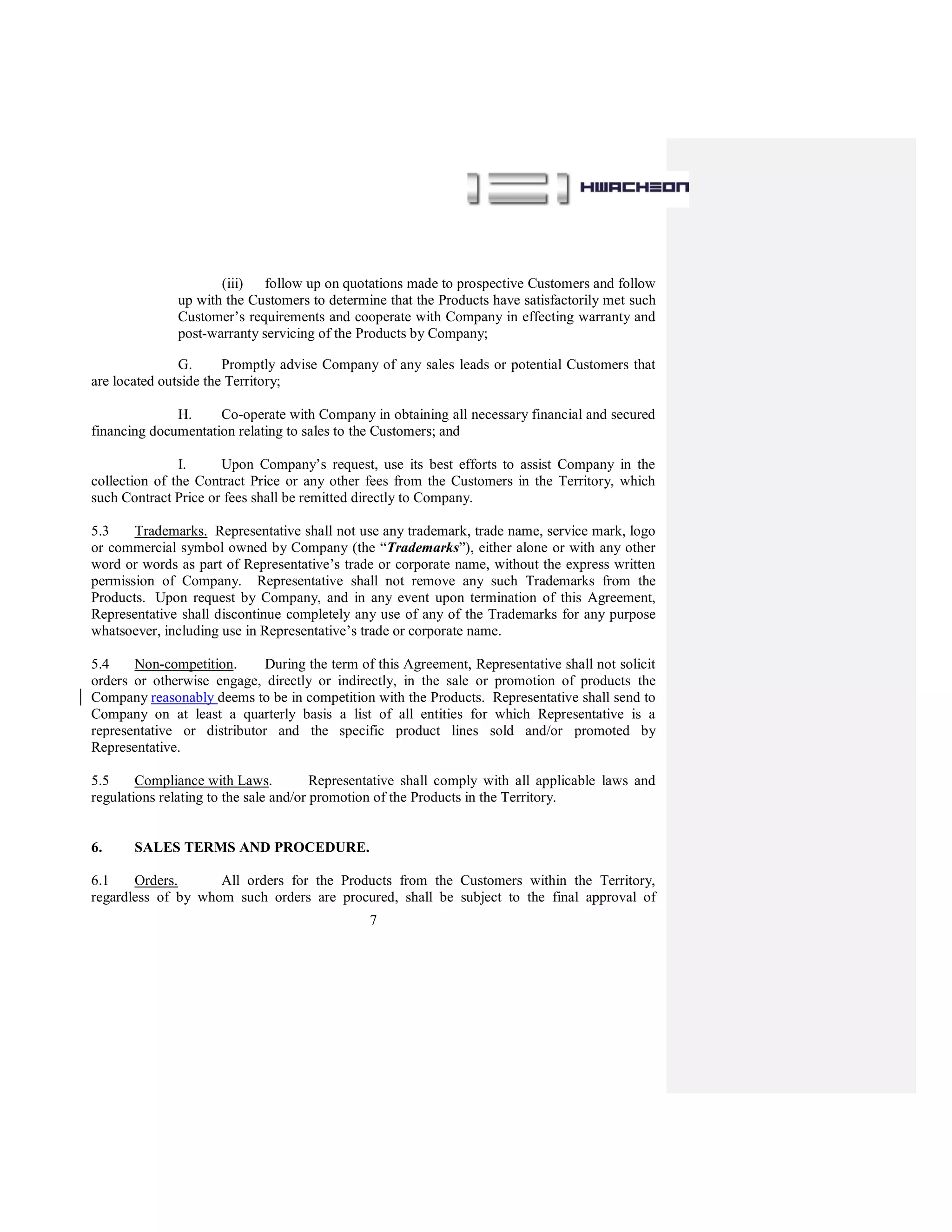 Contract sales representative agreement | PDF