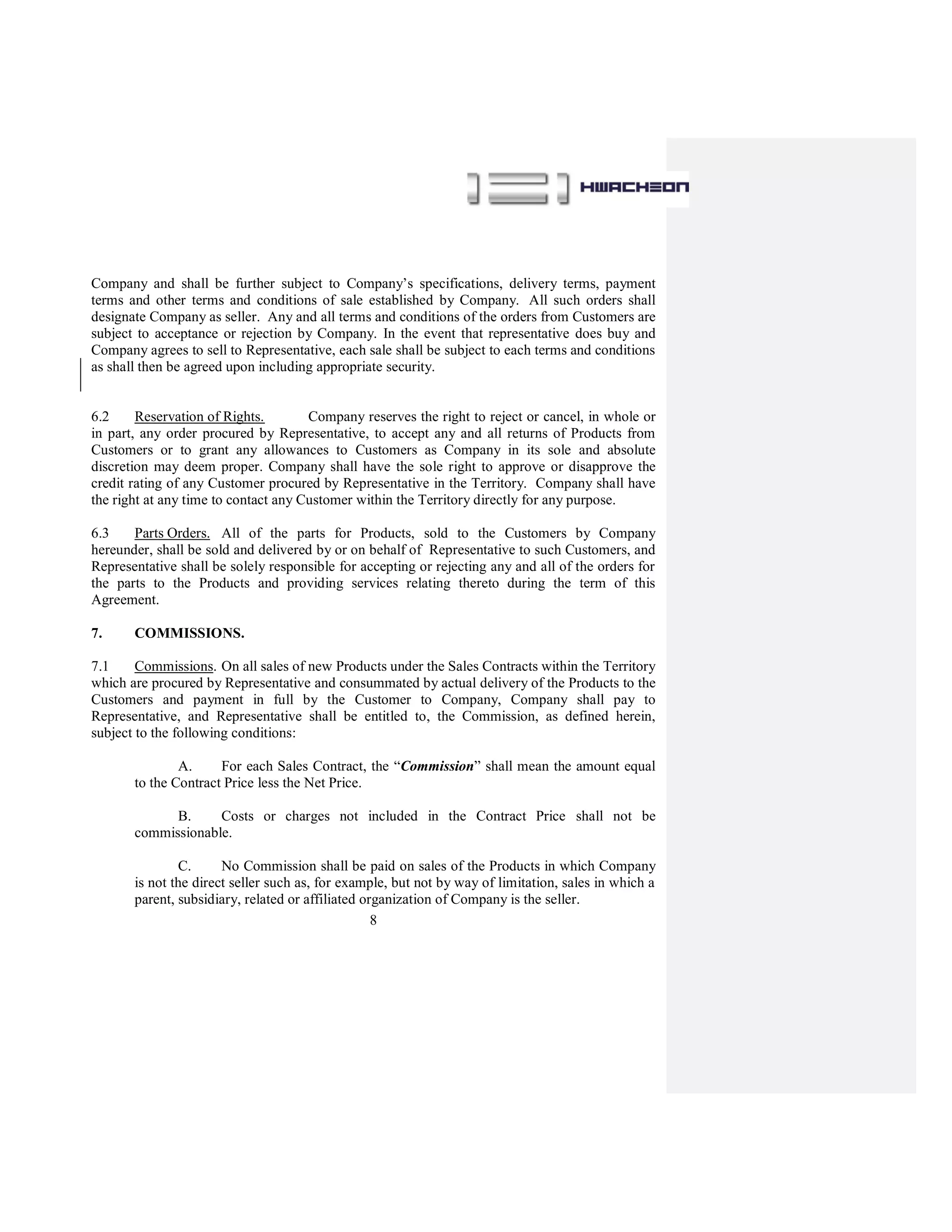 Contract sales representative agreement | PDF