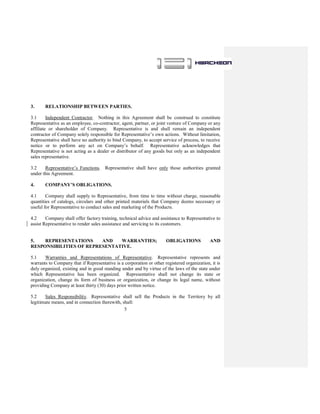 Contract sales representative agreement | PDF