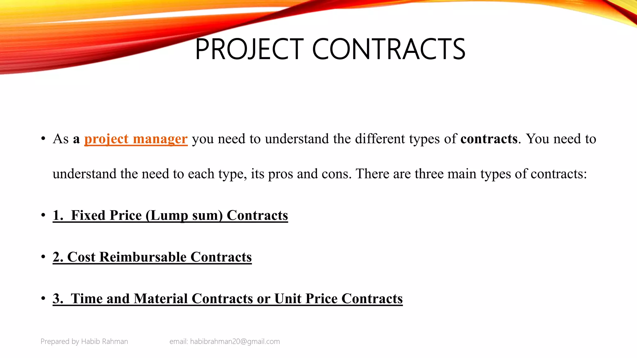 Contracts and Types (Project Management) | PPTX
