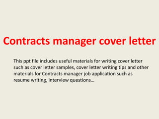 Contracts manager cover letter | PPTX | Resume Writing and Advice | Job ...