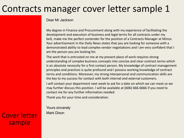 Contracts manager cover letter | PPT