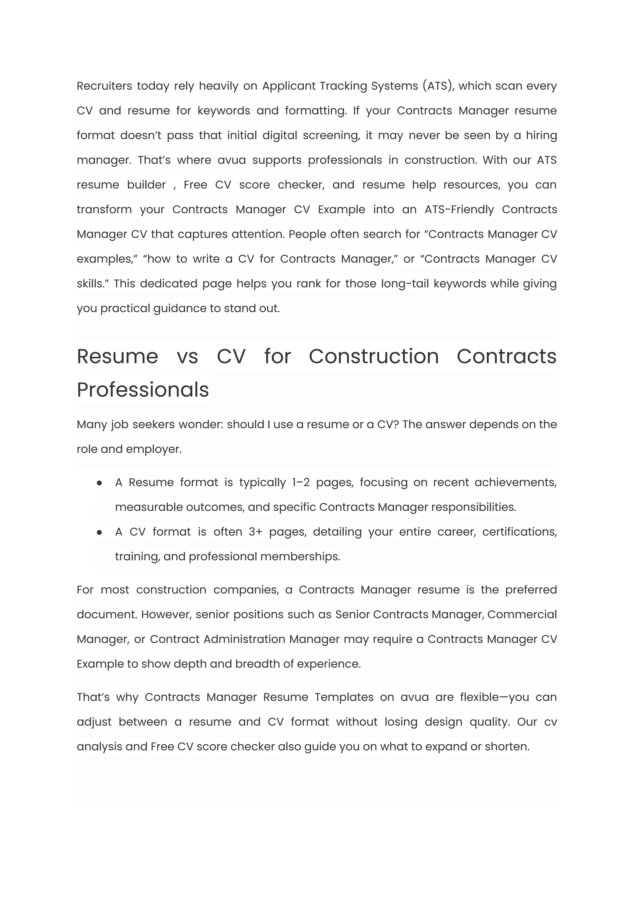 Contracts Manager Resume Examples & Writing Guide for 2025 | PDF