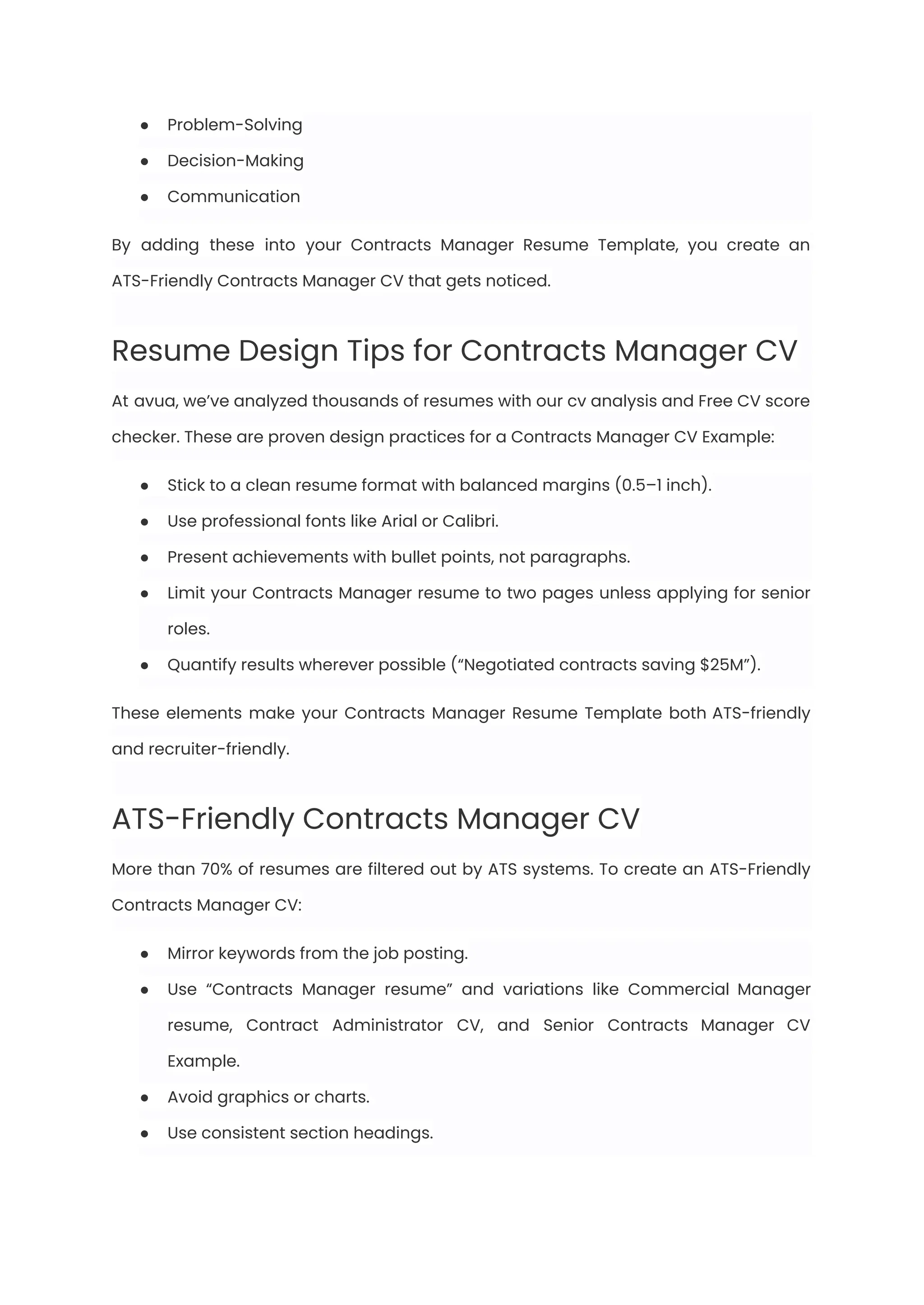 Contracts Manager Resume Examples & Writing Guide for 2025 | PDF