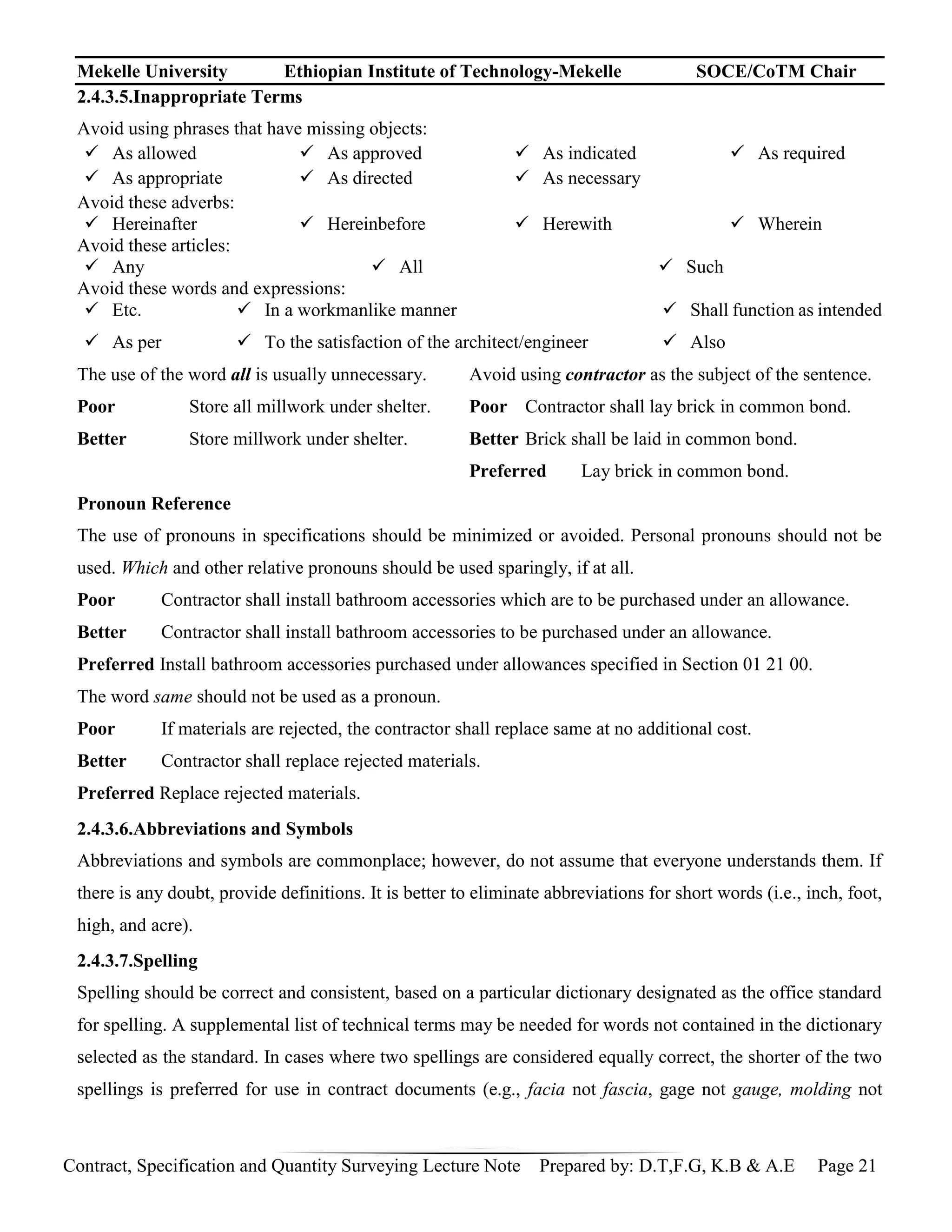 Contract Specification and Quantity Surveying.docx
