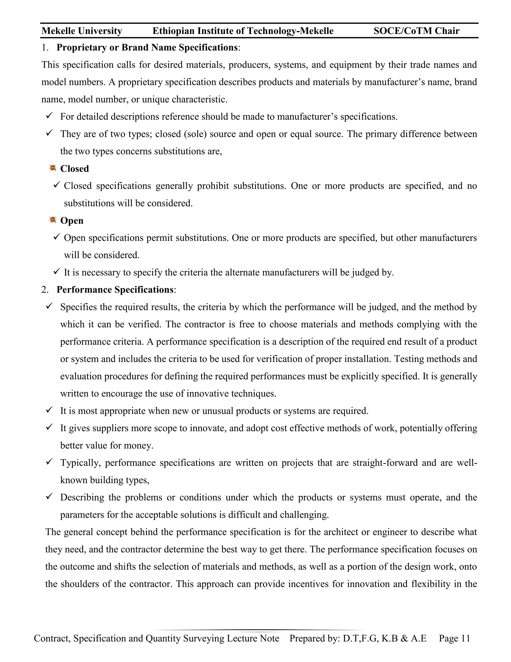 Contract Specification and Quantity Surveying.docx