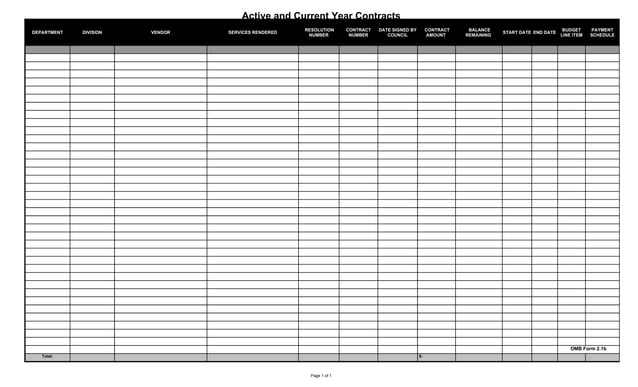 Contracts Spreadsheet Template | XLS