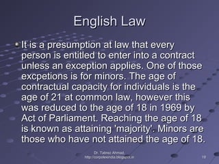 Contracts With The Minor | PPT