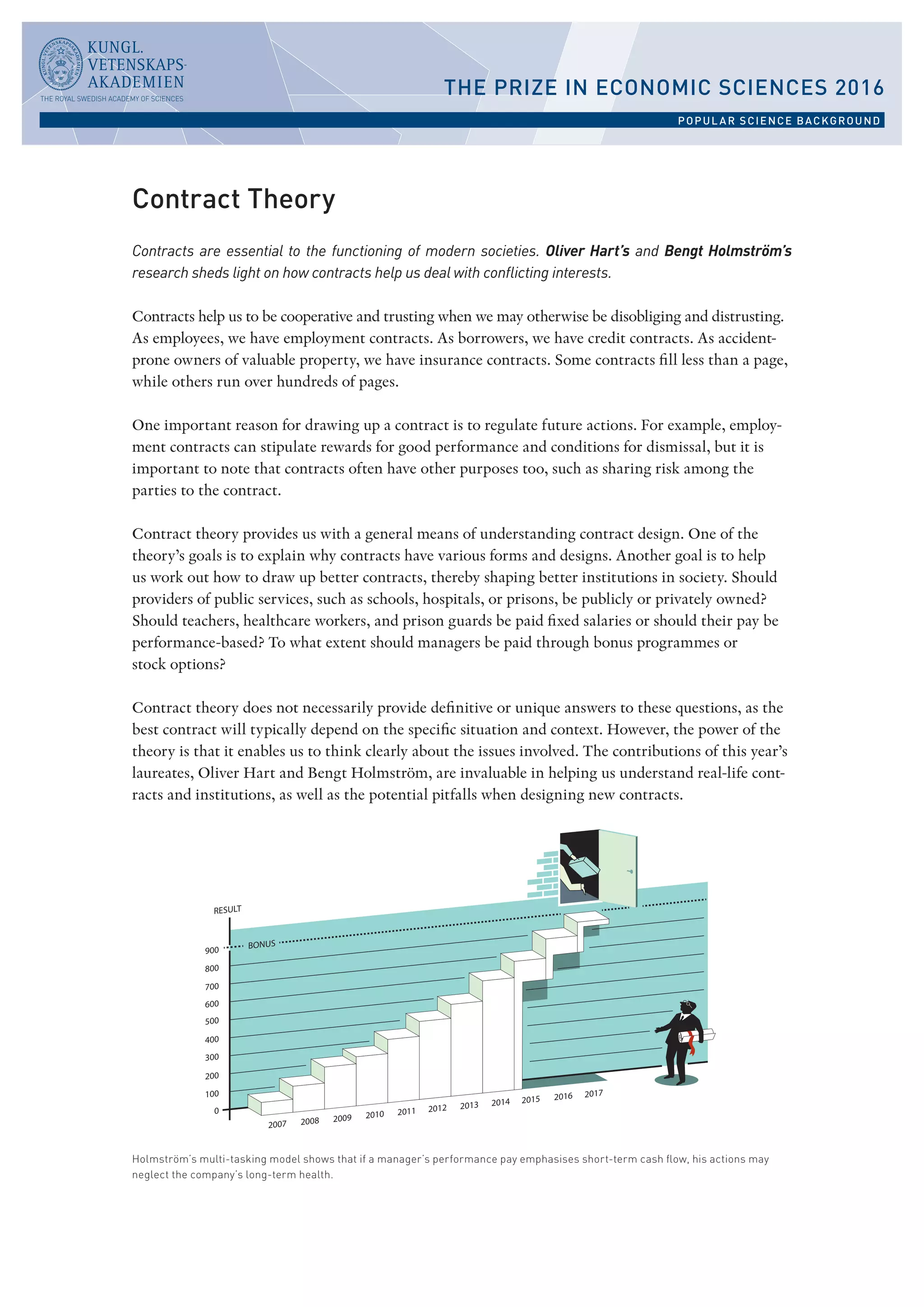 Contract Theory - The Nobel Prize in Economic Sciences 2016 | PDF