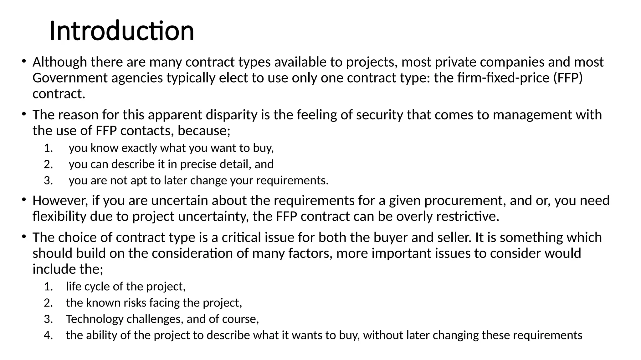 Contract types and explanation of differences | PPT