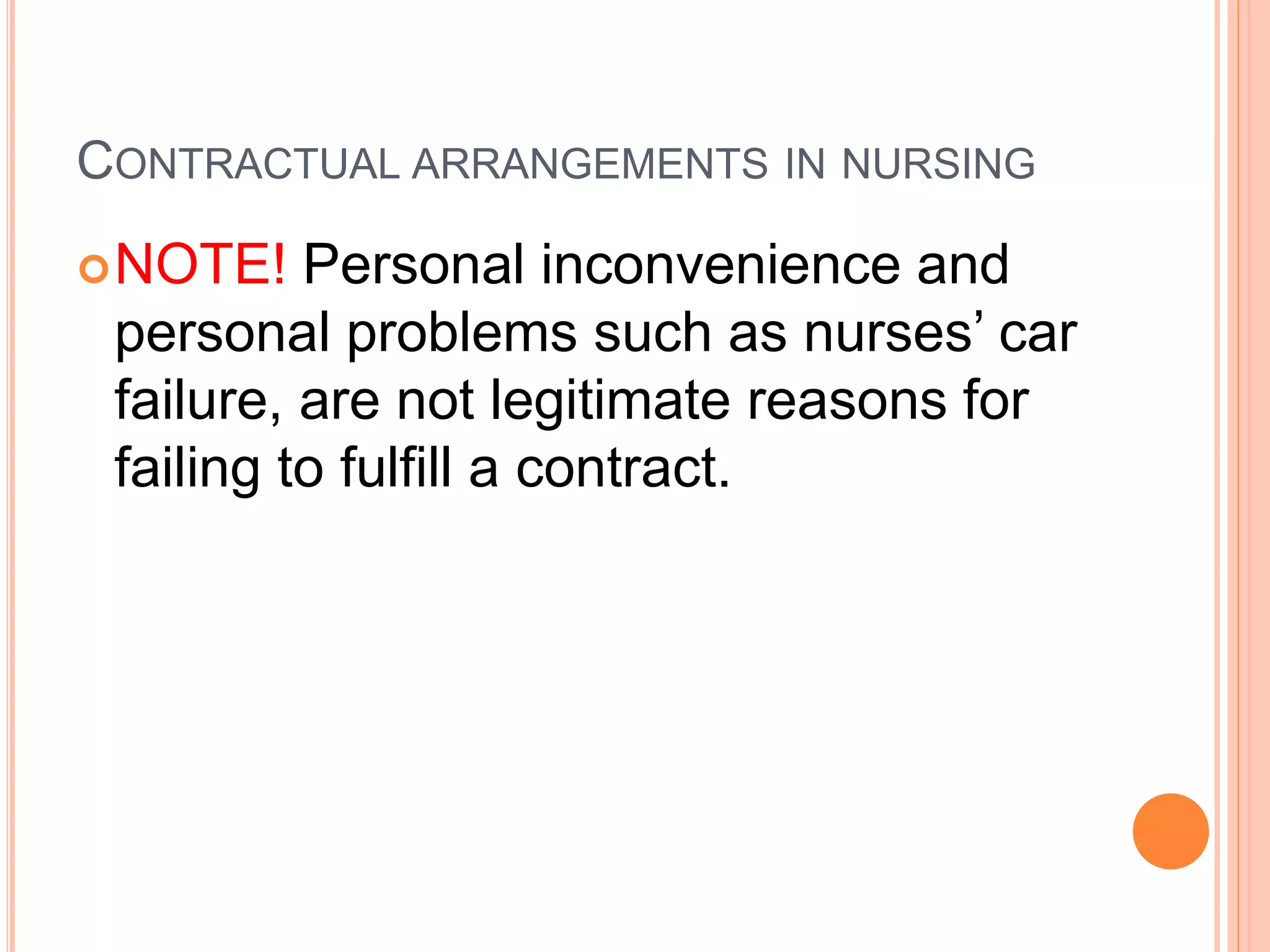 Contractual arrangements in nursing | PPTX