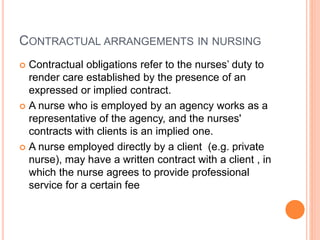 Contractual arrangements in nursing | PPTX