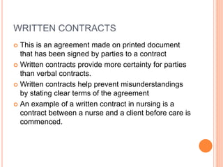 Contractual arrangements in nursing | PPTX