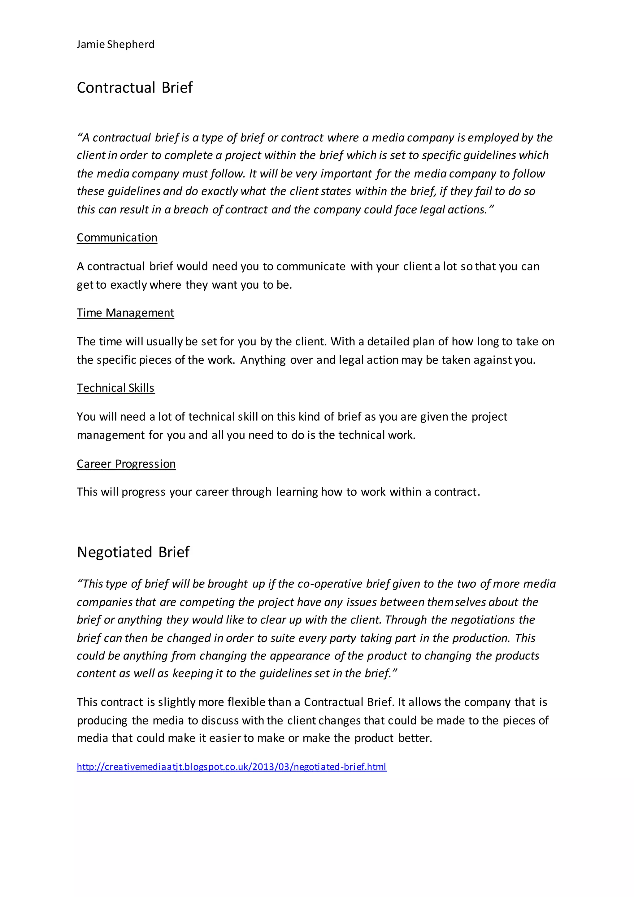 Contractual brief | DOCX