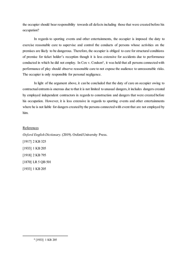 Meaning of Onerous and Contractual Entrants (Tort - Occupier's ...