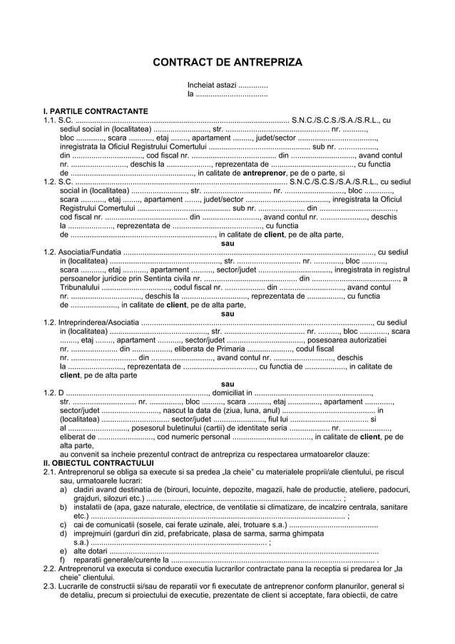 Contractul de antrepriza | PDF