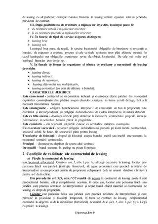 Contractul de leasing și franchising | DOCX