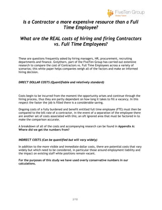 Contract Vs FTE FACTS | PDF