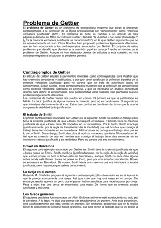 Contraejemplos de gettier | DOCX