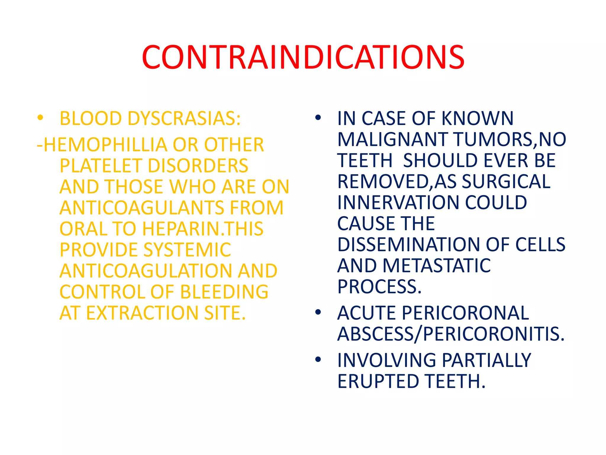 Contra indications for extraction | PPTX