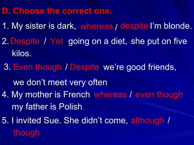 Concession and Contrast - Linking Words | PPS