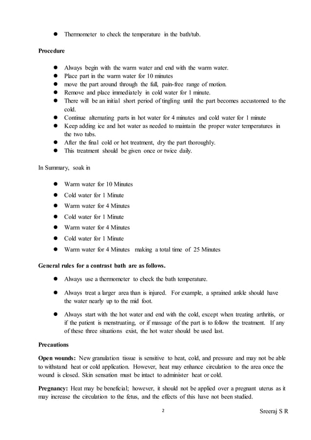Contrast bath Lecture Notes | DOC | First Aid | Injuries