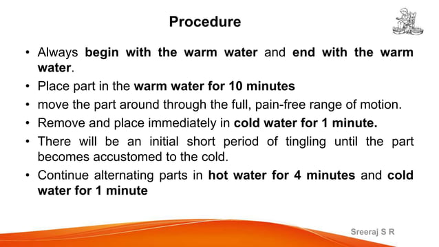 Contrast bath SRS | PPTX | First Aid | Injuries