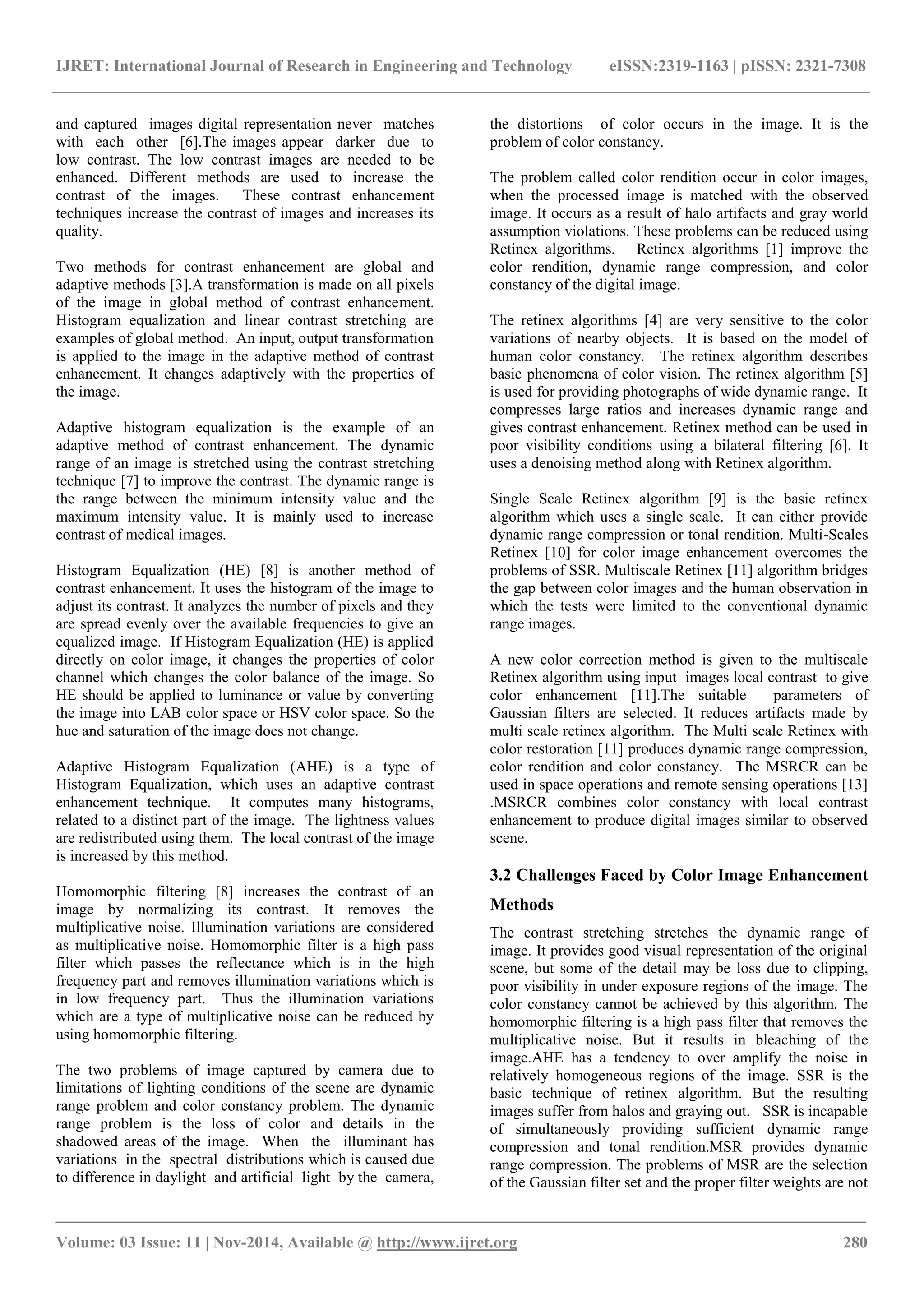 Contrast enhancement of color images using improved retinex method | PDF