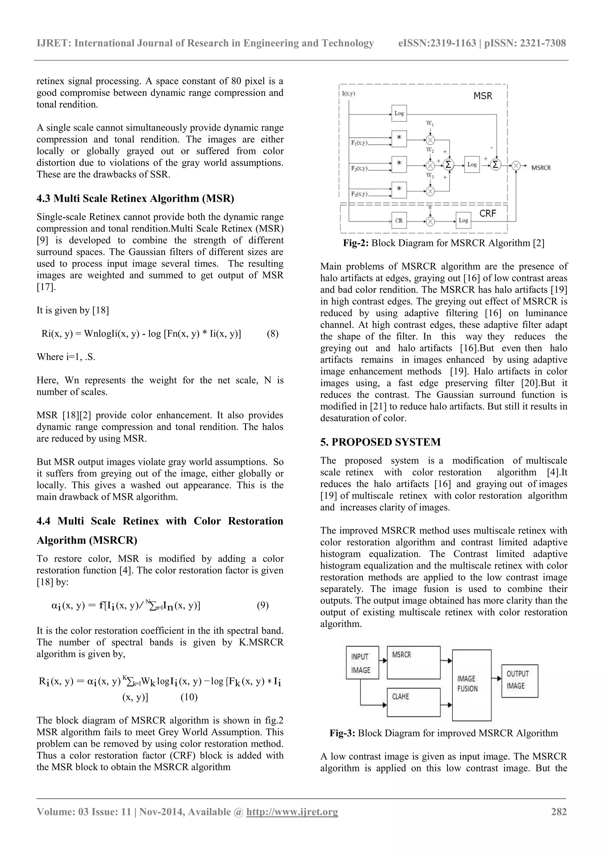 Contrast enhancement of color images using improved retinex method | PDF
