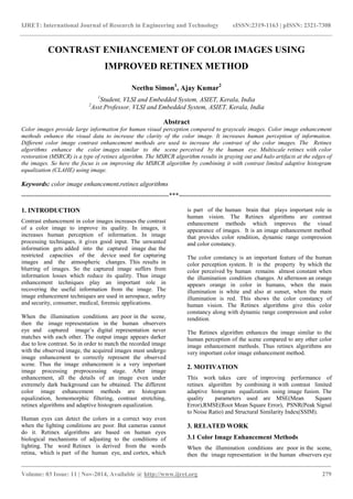 Contrast enhancement of color images using improved retinex method | PDF