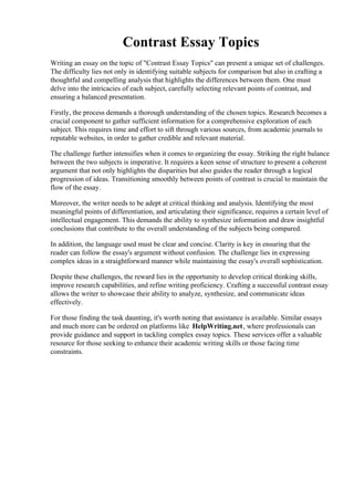 Contrast Essay Topics | PDF