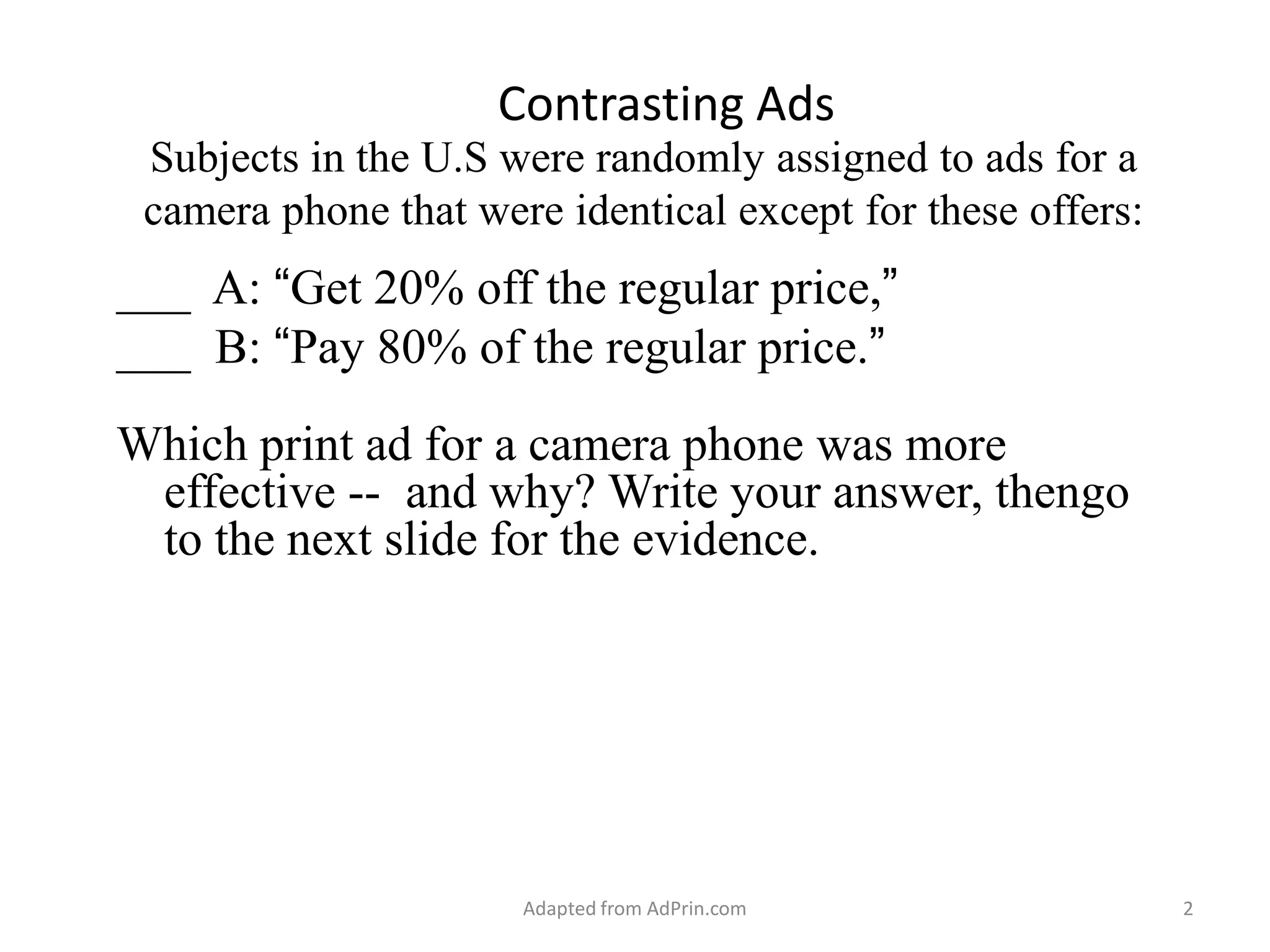 Contrasting ads | PPTX | Advertising Industry | Industries