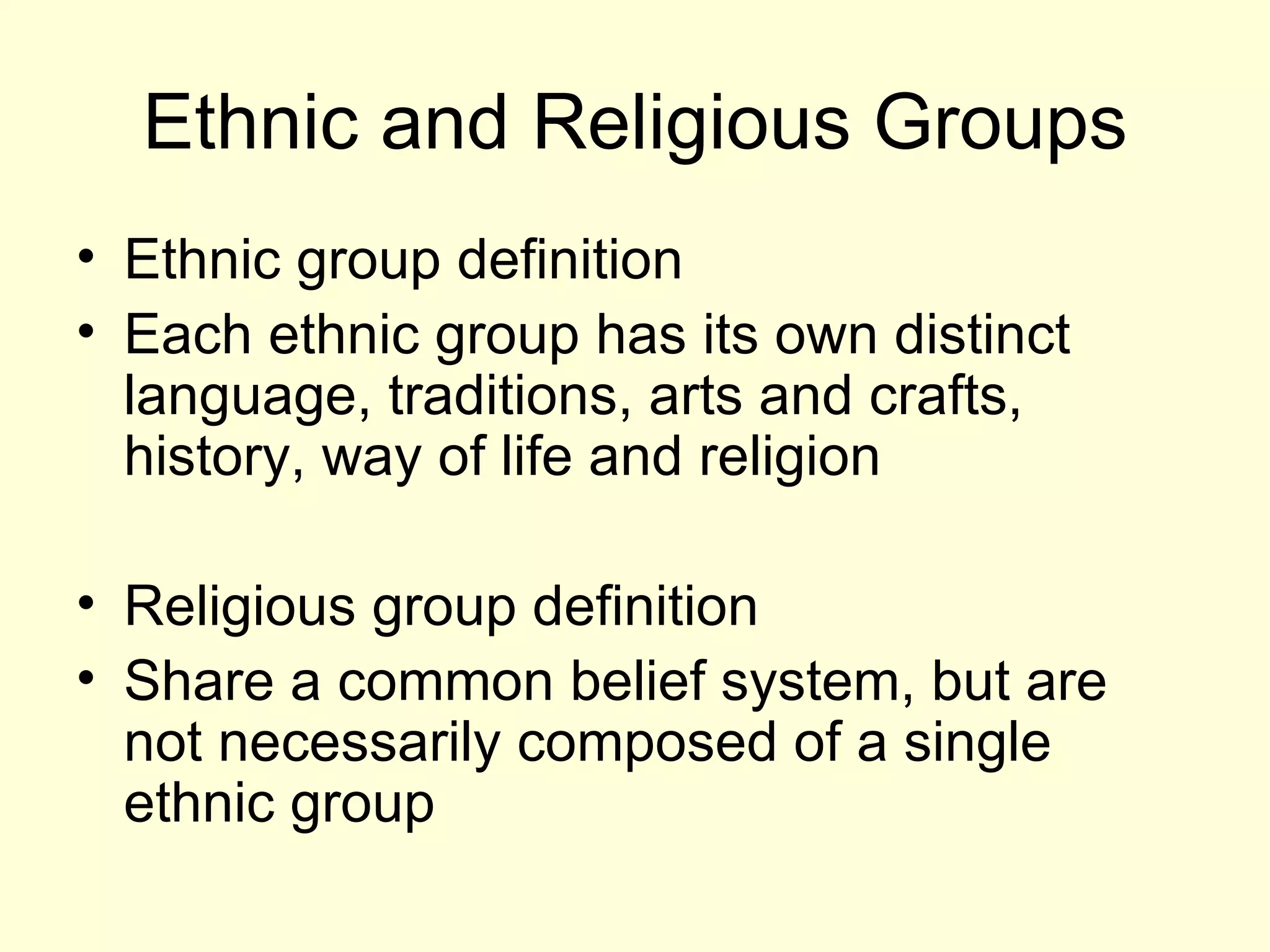 Contrasting cultures ethnic and religious groups | PPT