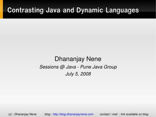 Contrasting Java And Dynamic Languages | PDF