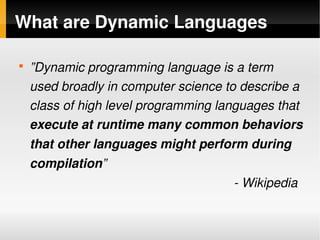 Contrasting Java And Dynamic Languages | PDF