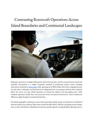 Contrasting Rotorcraft Operations Across Island Boundaries and ...