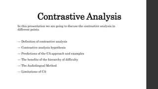 Contrastive analysis (ca) | PPT