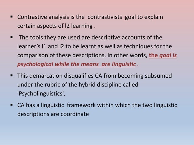The Linguistic Components of Contrastive Analysis | PPTX | Programming Languages | Computing