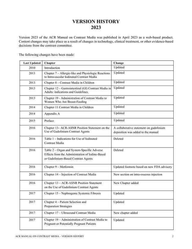 Recomendaciones ACR Medios de contraste 2023 | PDF