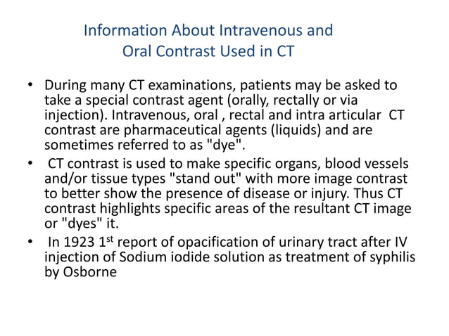 Contrast media used with ct | PPTX | Chemistry | Science